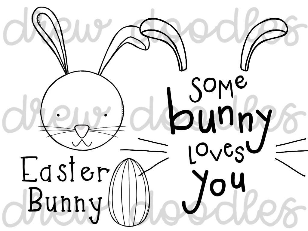 Easter Doodles Digital Clip Art Set Black Line Version | Etsy