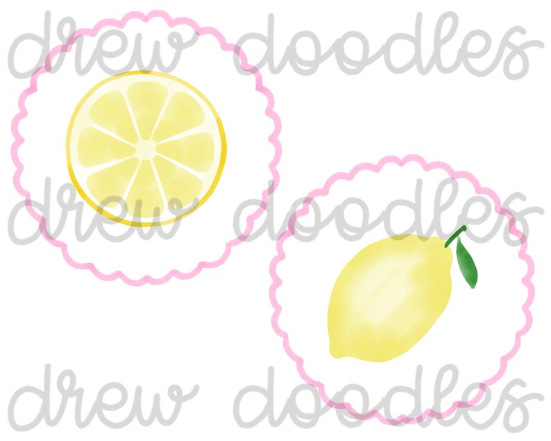 Watercolor Pink Lemon Print Digital Papers Backgrounds 4x6 and 5x7 ...
