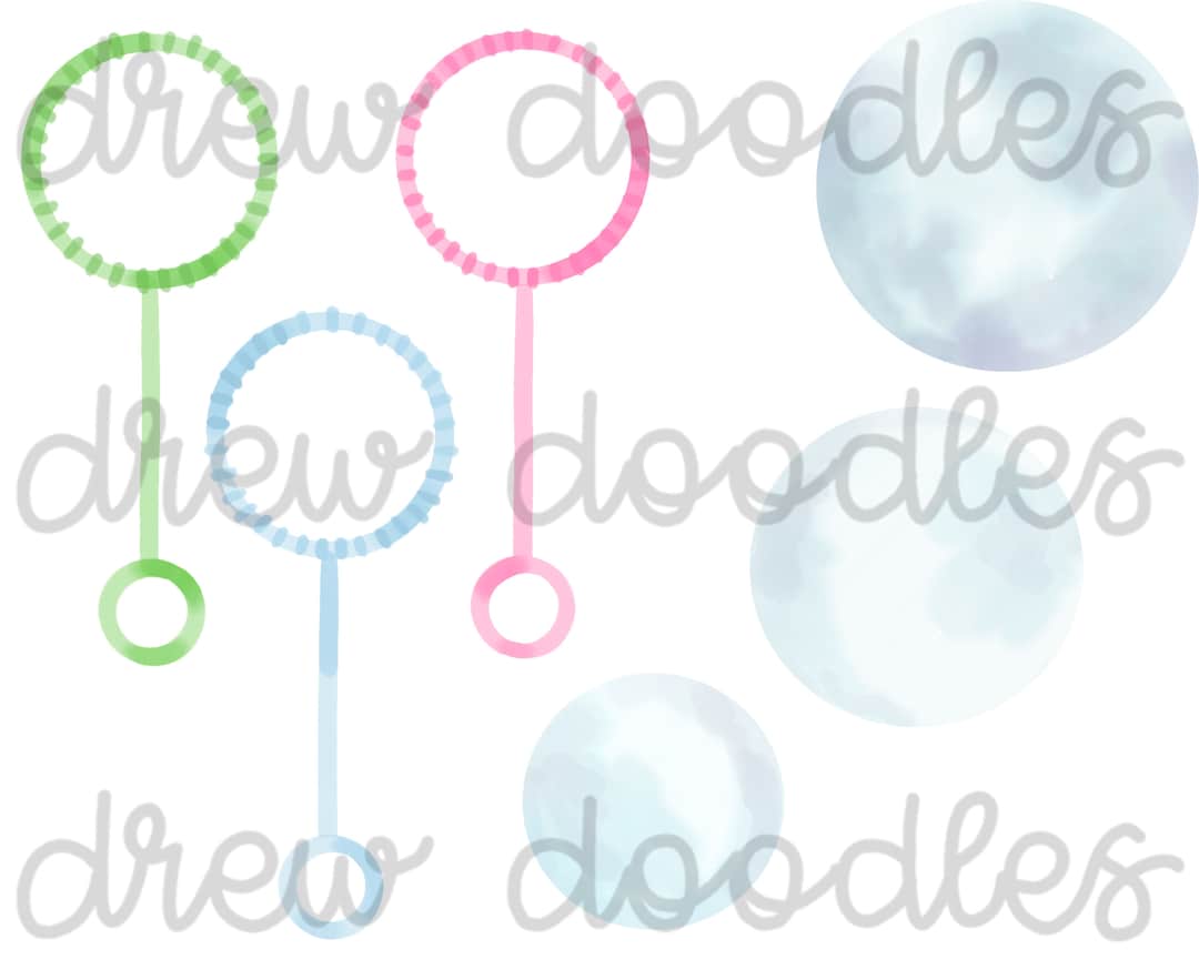 Watercolor Bubbles Bubble Wand Digital Clip Art Set- Instant Download ...