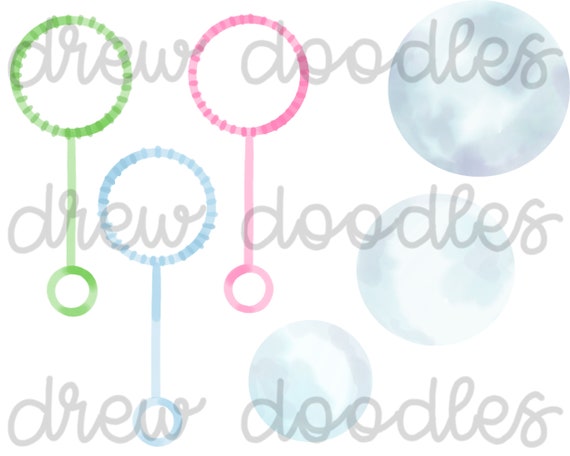 Watercolor Bubbles Bubble Wand Digital Clip Art Set Instant | Etsy