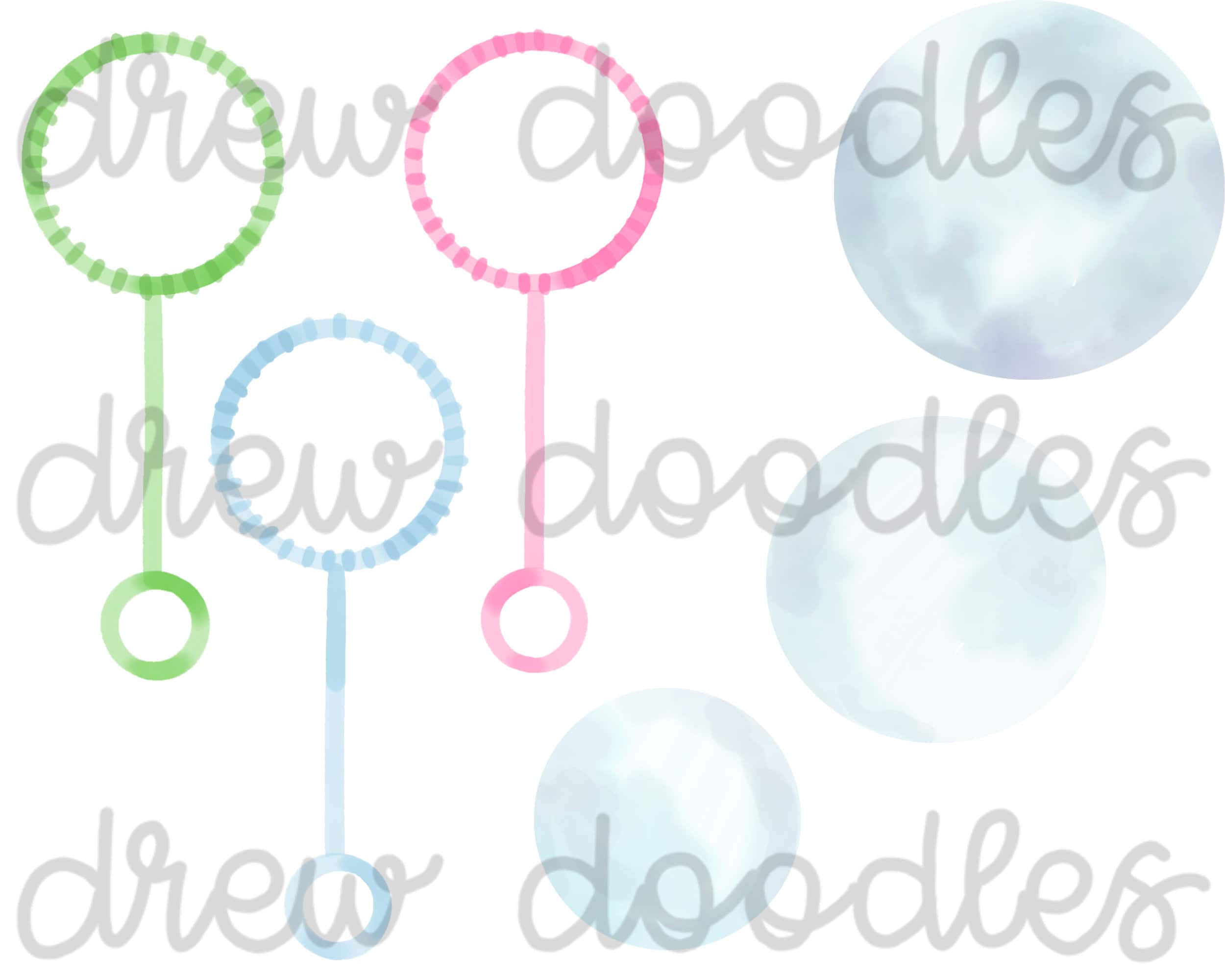 Watercolor Bubbles Bubble Wand Digital Clip Art Set Instant - Etsy