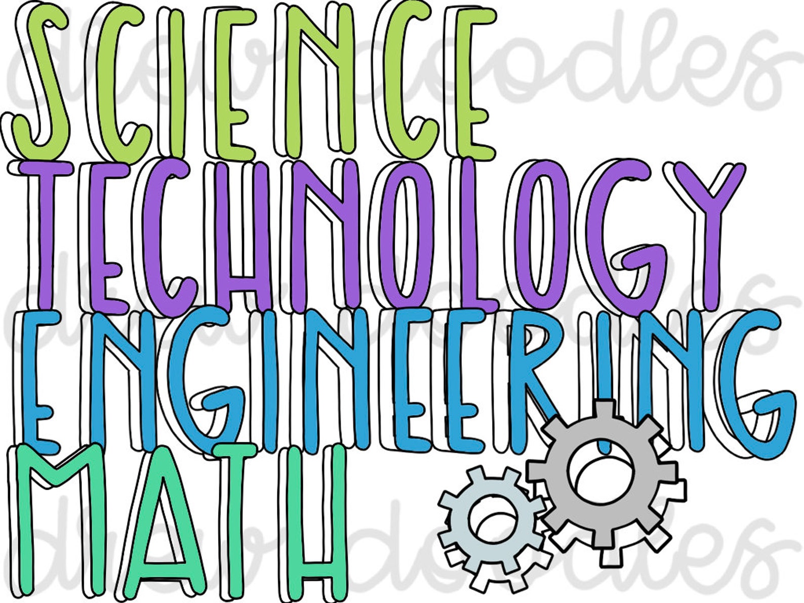 STEM Doodles Digital Clip Art Set Color and Black Line COMBO - Etsy