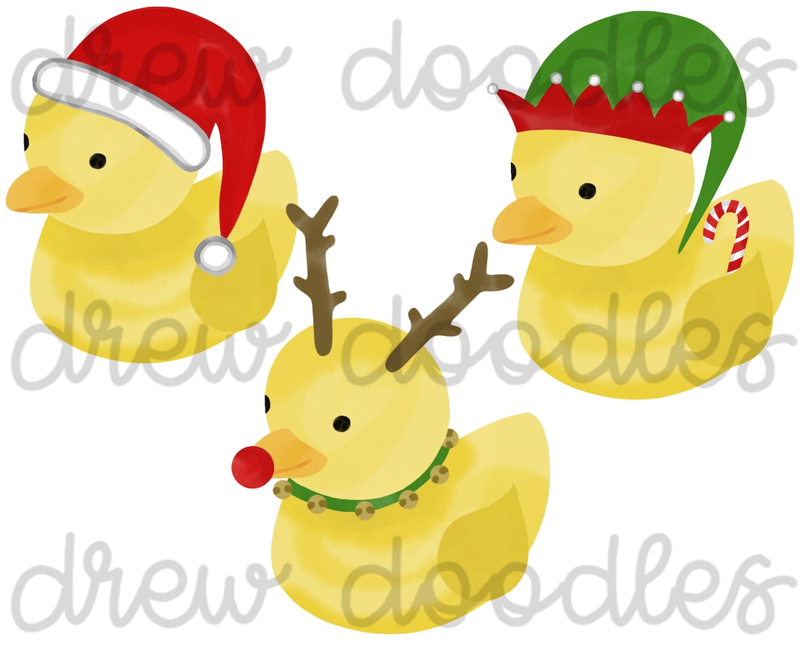 Watercolor Christmas Rubber Ducks Digital Clip Art Set - Etsy