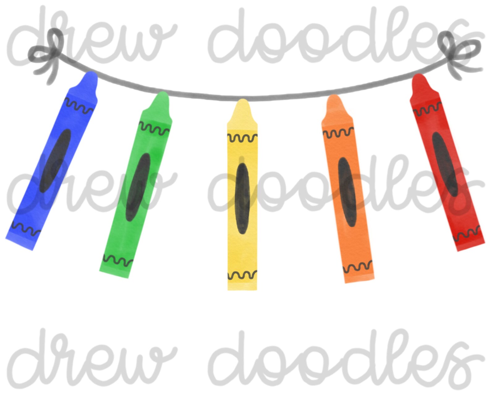 Watercolor Crayon Banner for Monogram Digital Clip Art Set- Instant ...