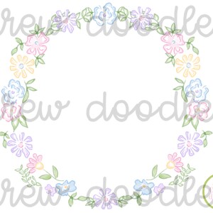 Watercolor Multi Pastel Ditsy Floral Circle Bow Frames- Digital Clip ...