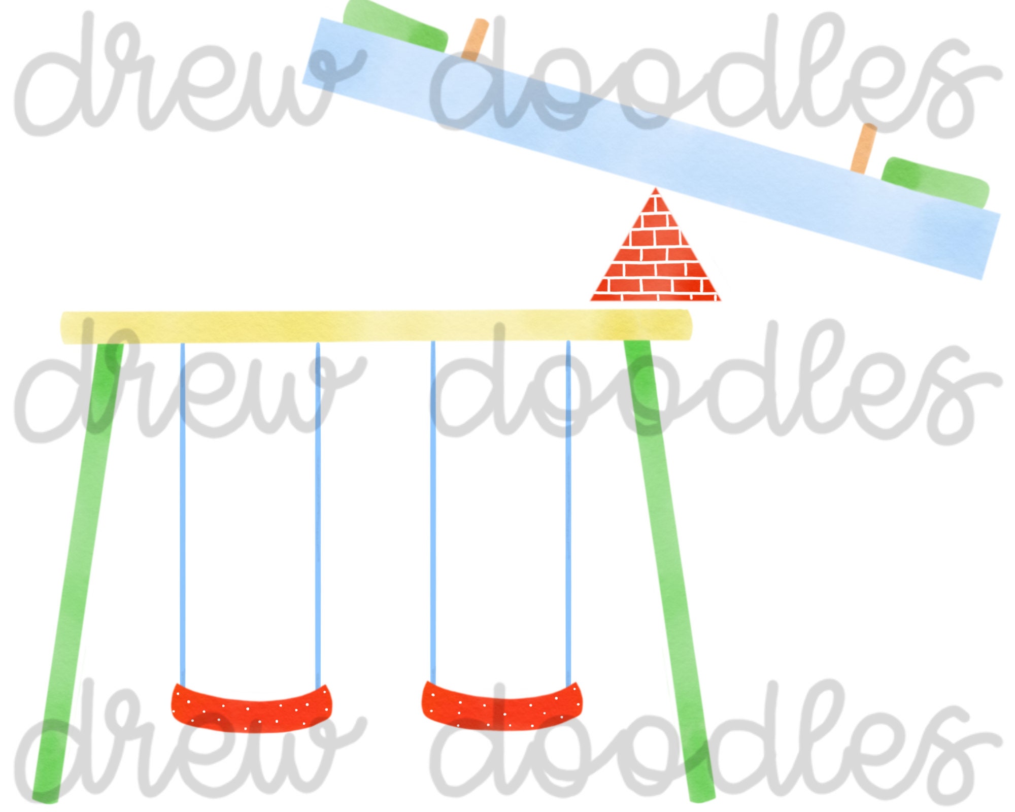 Watercolor School Playground Digital Clip Art Set- Instant Download - Etsy
