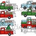 Christmas Trucks Digital Clip Art Set- Color and Black Line COMBO ...
