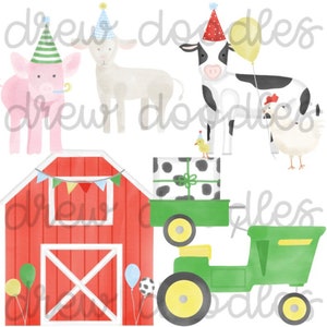 Watercolor Farm Birthday Digital Clip Art Set- Instant Download - Etsy