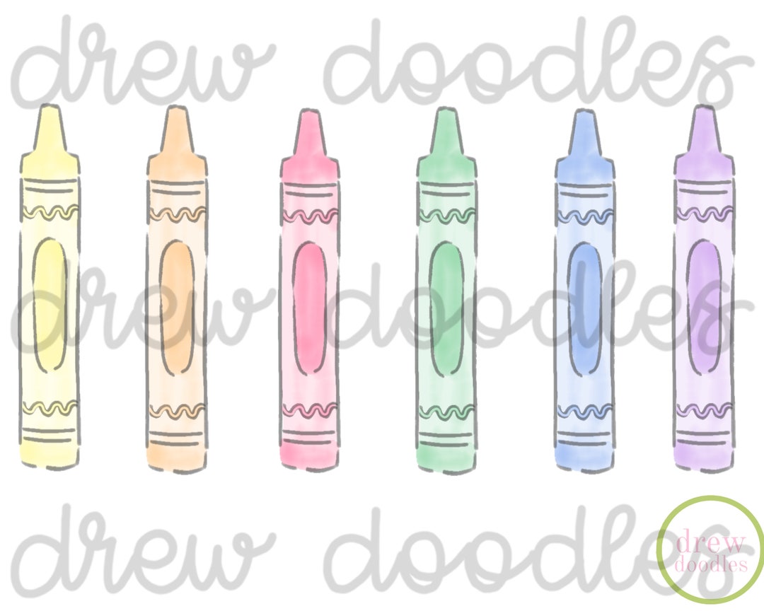 Watercolor Pastel Crayons Digital Clip Art Set- Instant Download - Etsy