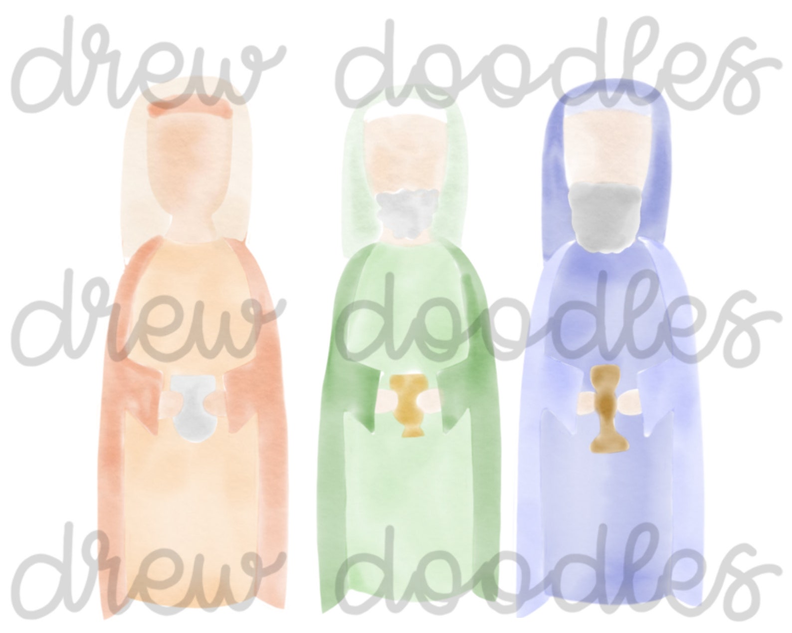Watercolor Nativity Digital Clip Art Set Instant Download - Etsy