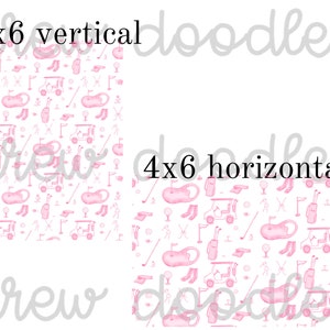 Watercolor Pink Golf Toile Print Digital Papers Backgrounds 4x6 an 5x7 ...