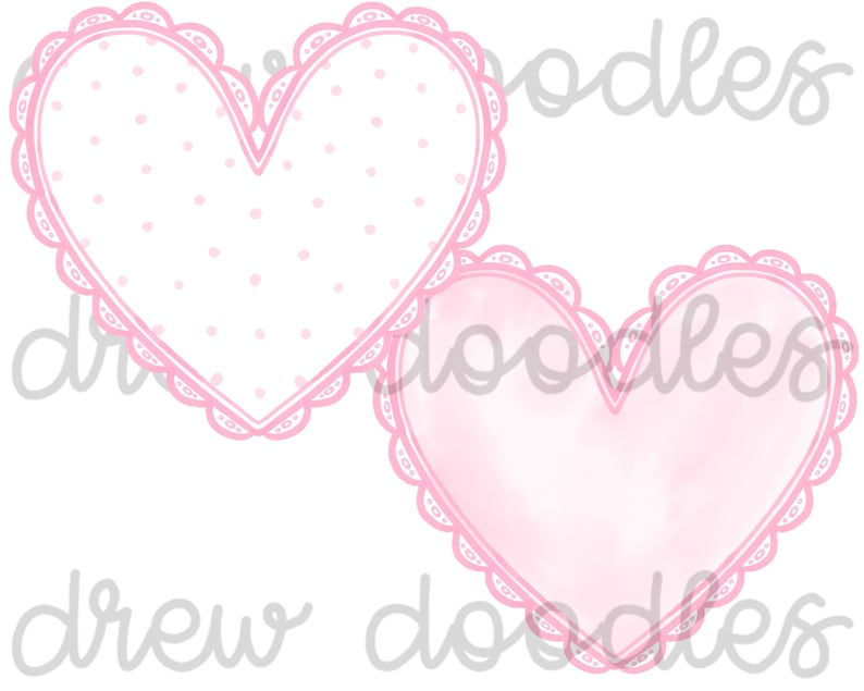 Watercolor Valentine Hearts Clip Art: Pink Eyelet Lace (digital ...