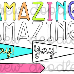 Positive Messages/ Banners Digital Clip Art Set Color and Black Line ...