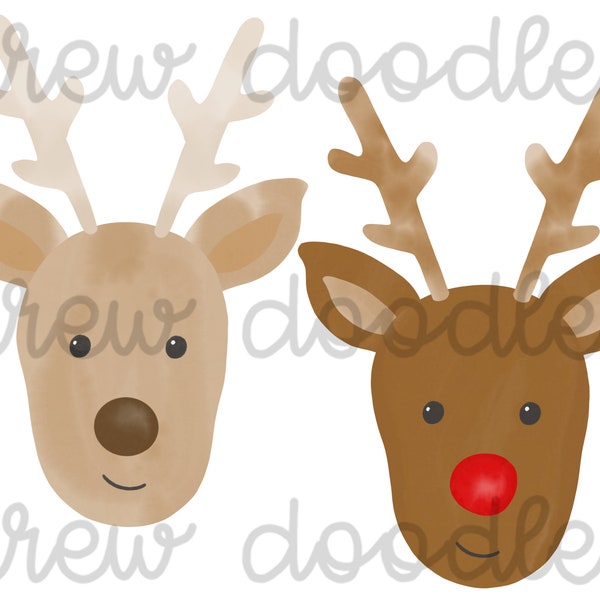 Reindeer Watercolor - Etsy