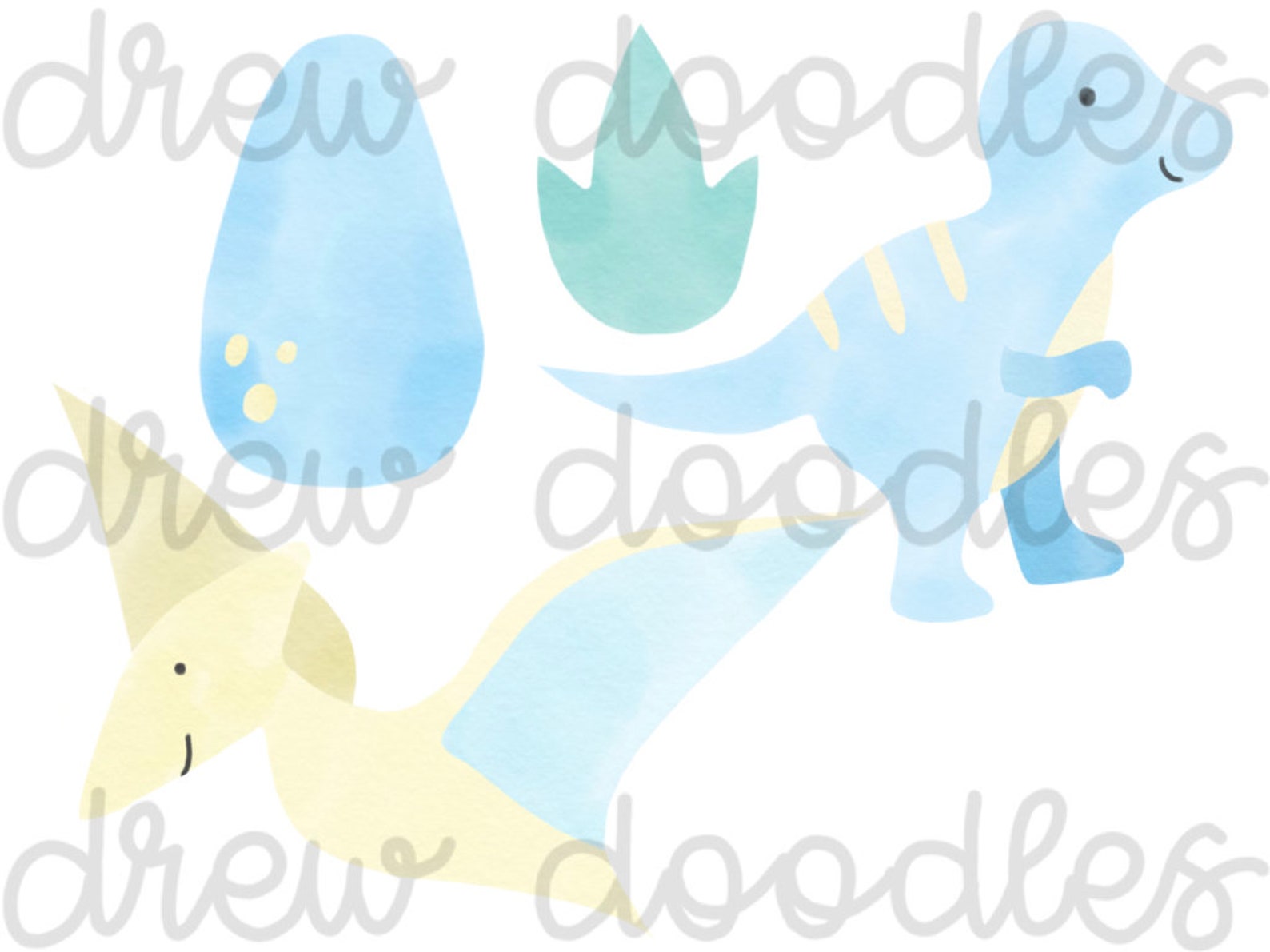 Watercolor Pastel Dinosaurs Digital Clip Art Set Instant - Etsy