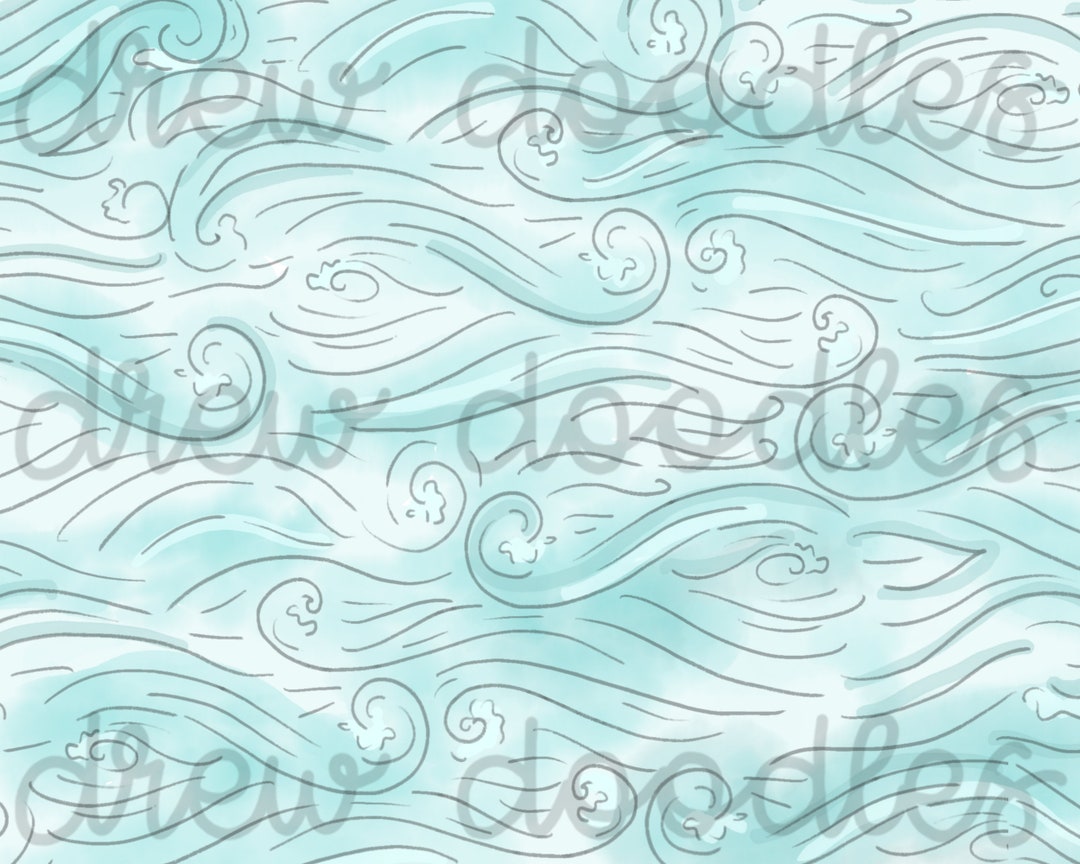 Watercolor Ocean Waves Print Pattern Digital Papers Backgrounds 4x6 7x5 ...