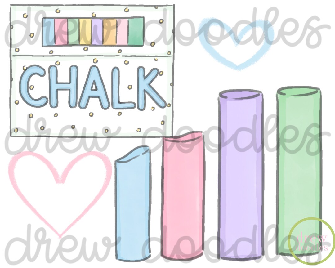Watercolor Valentine's Day Chalk Digital Clip Art Set- Instant Download ...