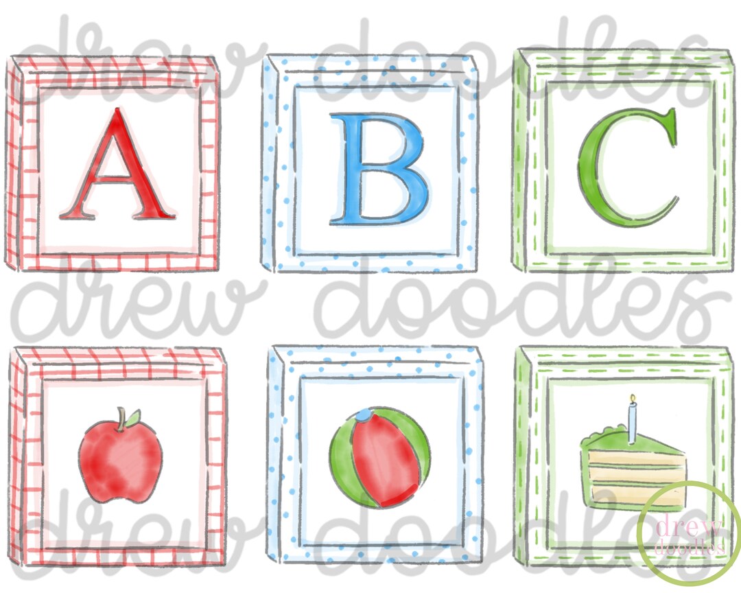 Watercolor Primary ABC Blocks Digital Clip Art Set- Instant Download - Etsy