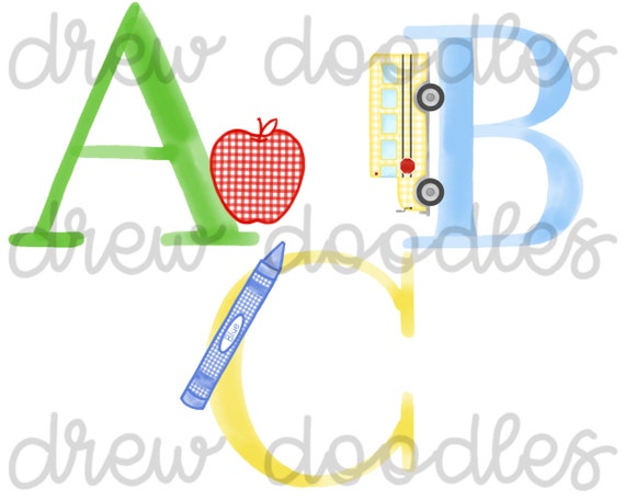Watercolor Primary ABC Letters Digital Clip Art Set Instant - Etsy