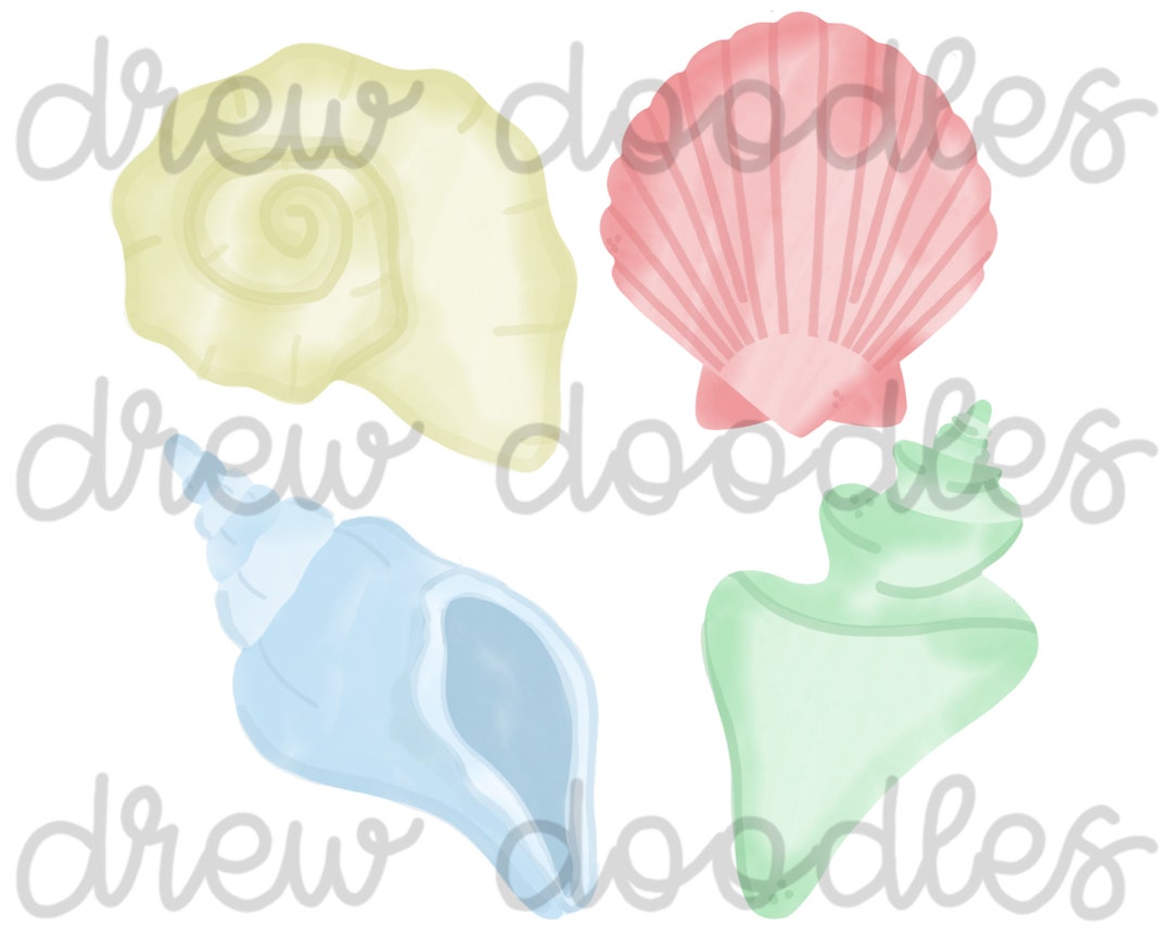 Watercolor Beach Seashells Digital Clip Art Set- Instant Download - Etsy