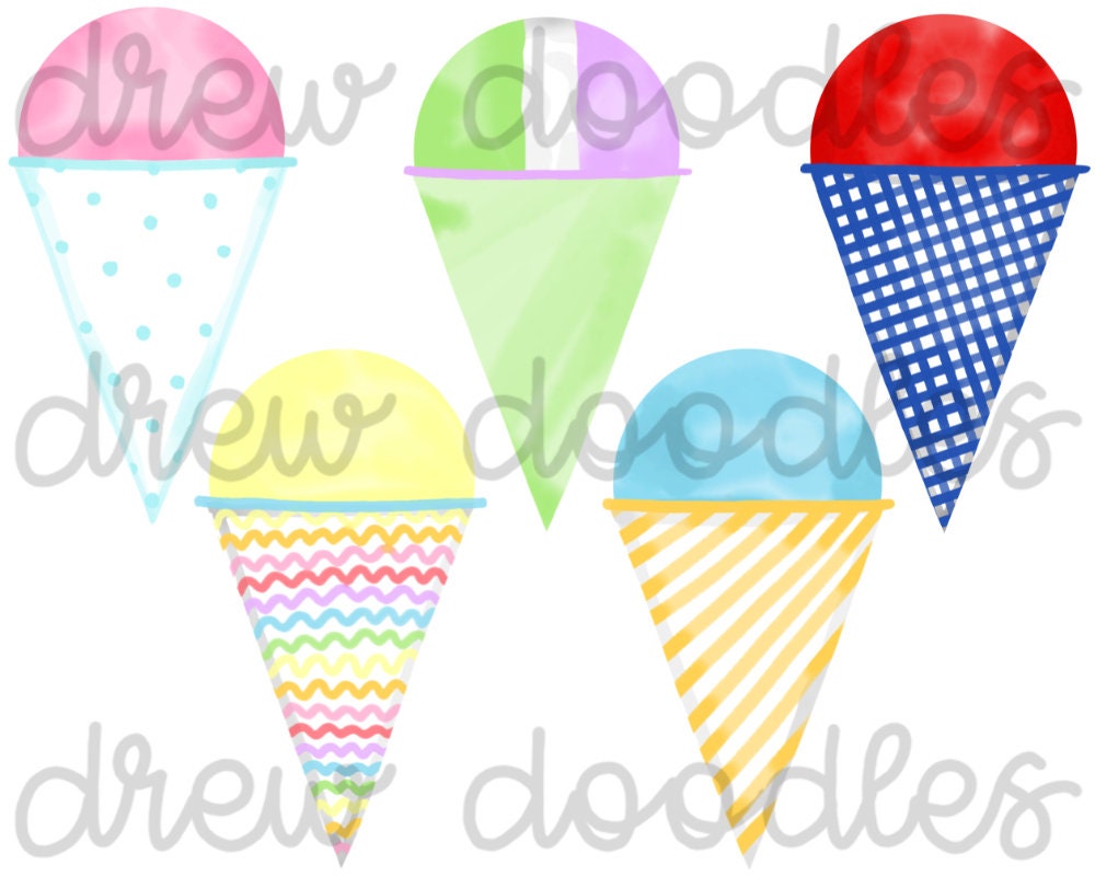 Watercolor Snow Cones- Digital Clip Art Set- Instant Download - Etsy