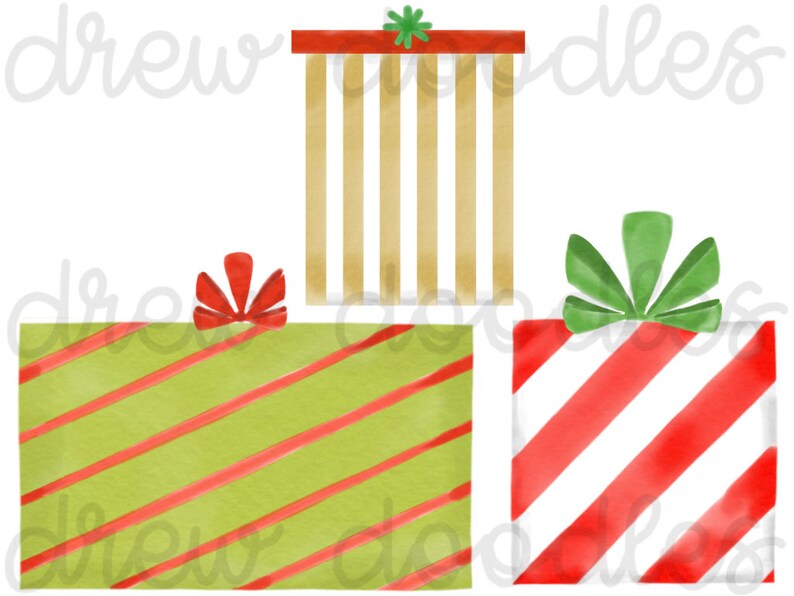 Watercolor Christmas Presents Digital Clip Art Set- Instant Download - Etsy