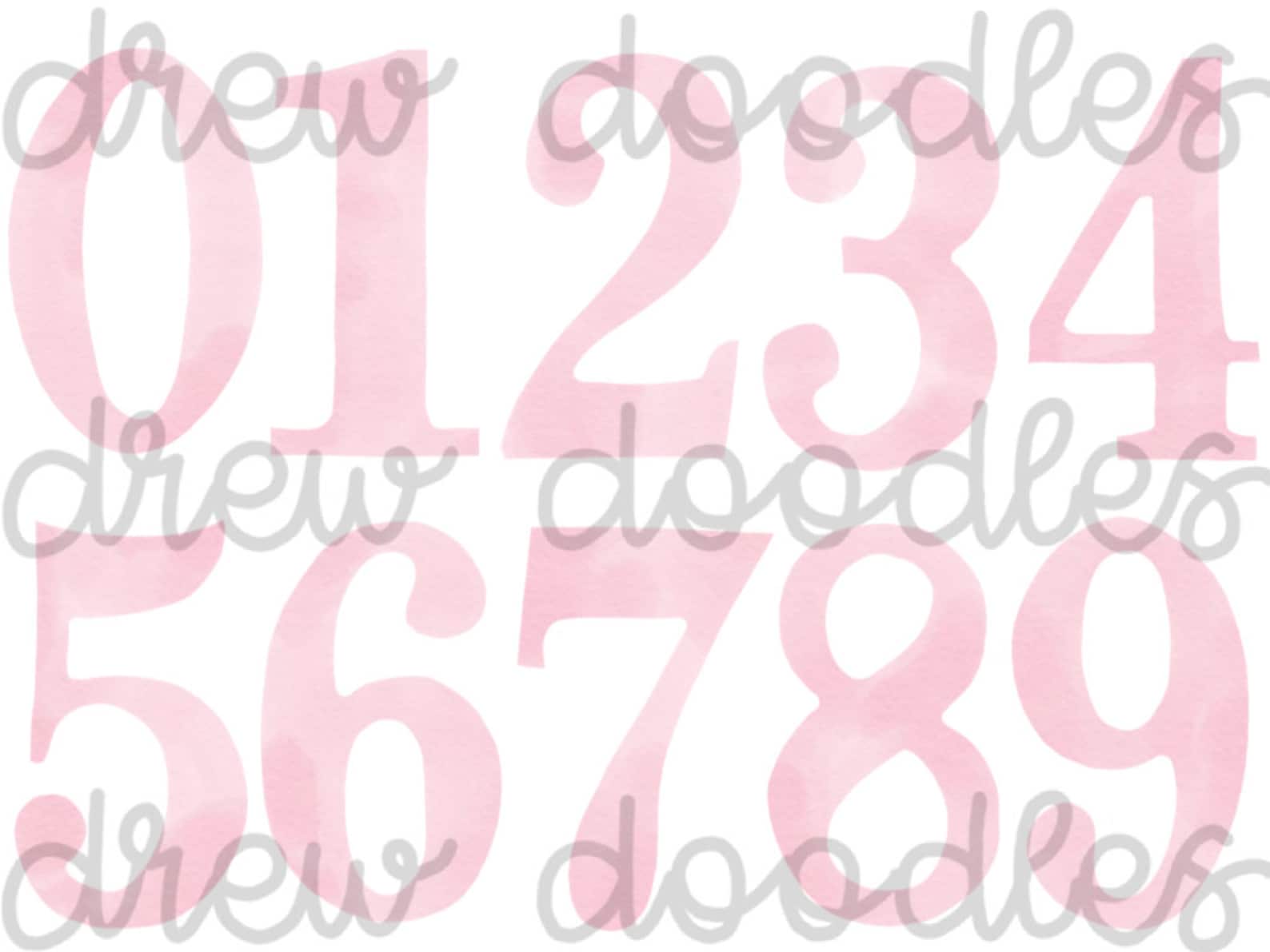 Watercolor Light Pink Numbers 0-9 Digital Clip Art Set | Etsy