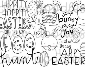 Easter Doodles Digital Clip Art Set Instant Download | Etsy