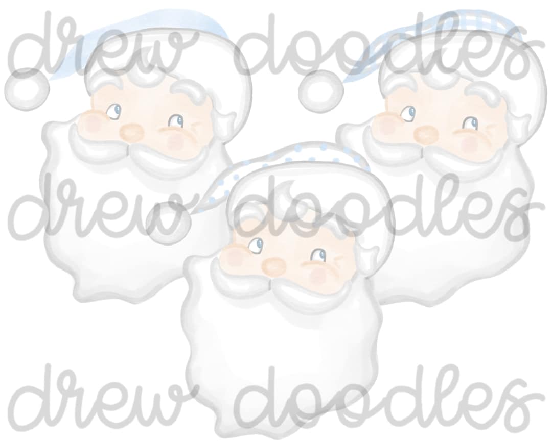 Watercolor Vintage Blue Santa- Digital Clip Art Set- Instant Download ...