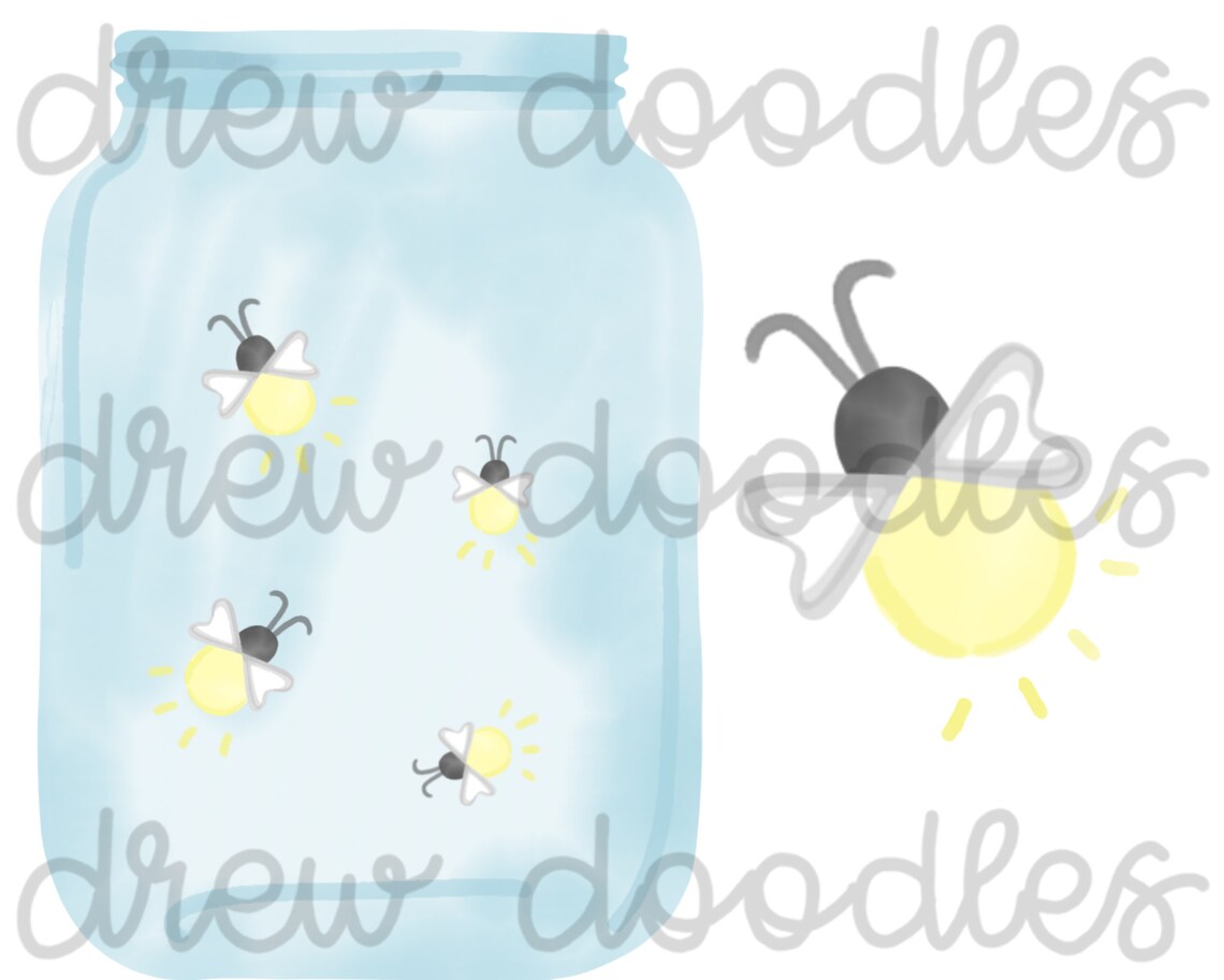 Watercolor Mason Jar Fireflies Lightning Bugs Digital Clip Art - Etsy