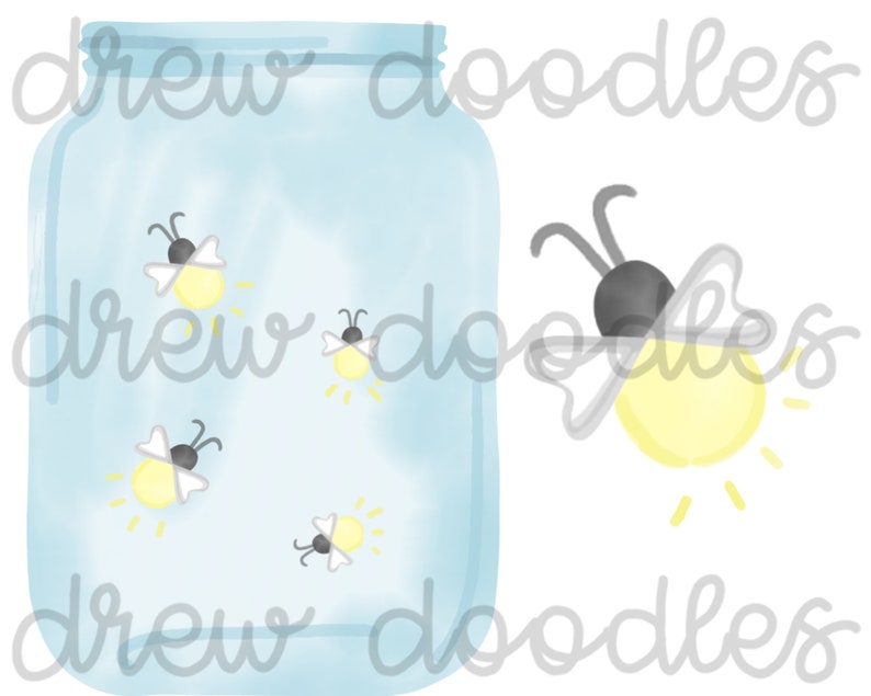 Watercolor Mason Jar Fireflies Lightning Bugs Digital Clip Art - Etsy