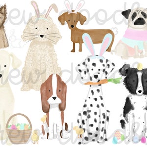 Watercolor Easter Dogs Digital Clip Art Set- Instant Download - Etsy