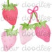 Watercolor Pink Strawberry Digital Clip Art Set Instant Download - Etsy