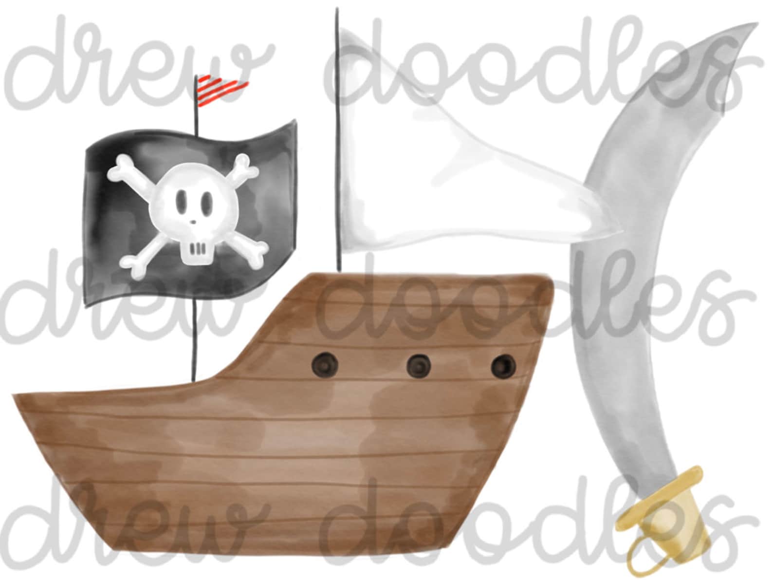 Watercolor Pirates Digital Clip Art Set- Instant Download - Etsy