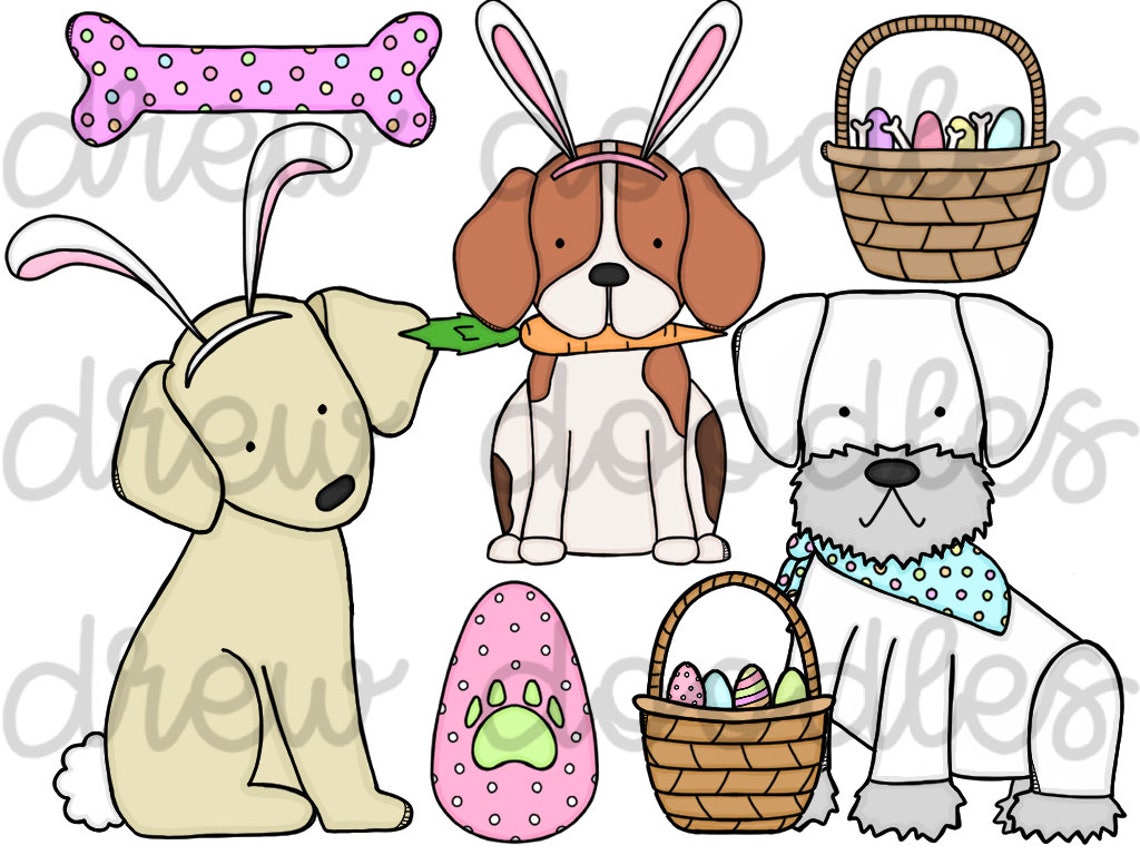 Easter Dogs Digital Clip Art Set Instant Download | Etsy