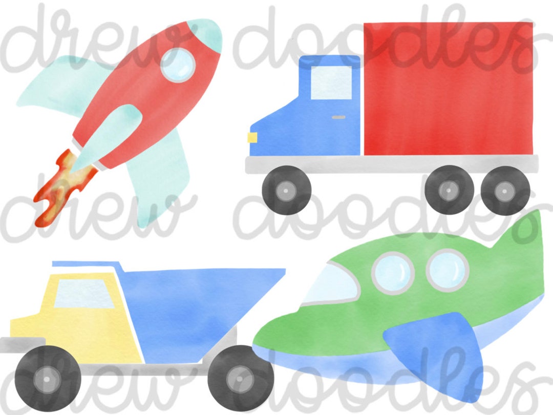 Watercolor Vehicles & Trucks- Instant Download - Etsy