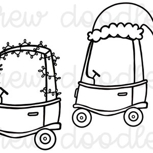 Christmas Coupe Digital Clip Art Set Black Line Version Instant ...