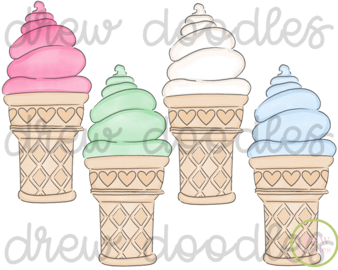 Watercolor Valentine's Day Ice Cream Digital Clip Art Set- Instant ...