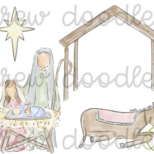 Watercolor Nativity Digital Clip Art Set- Instant Download - Etsy