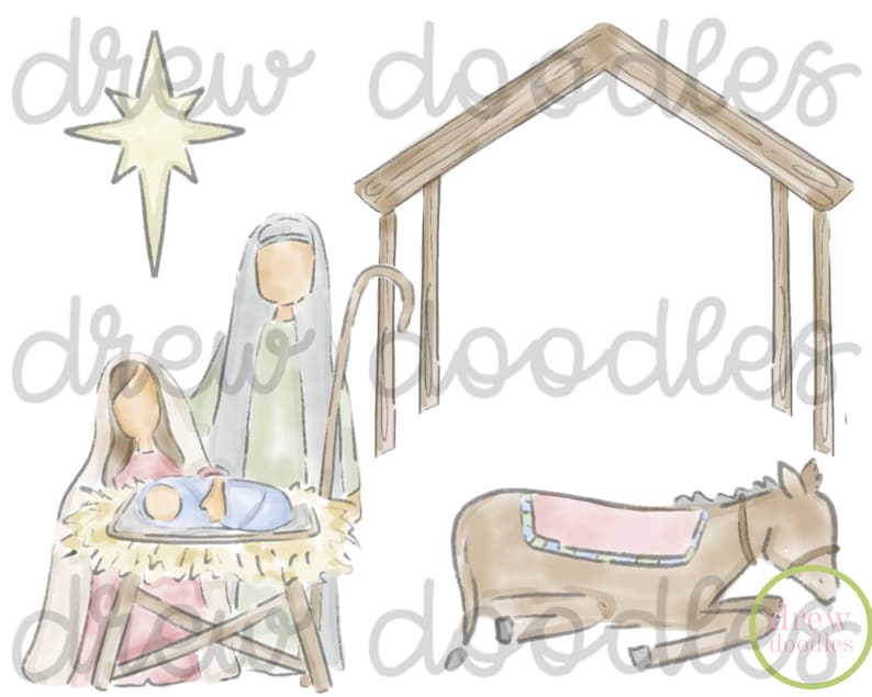 Watercolor Nativity Digital Clip Art Set- Instant Download - Etsy
