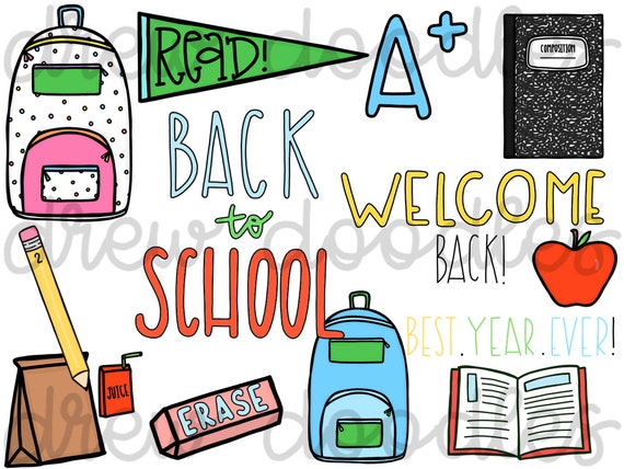 Back to School Doodles Digital Clip Art Set Instant Download - Etsy