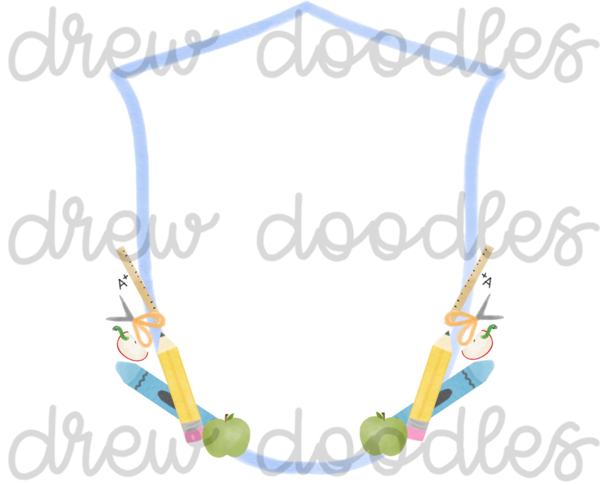 Watercolor Blue Back to School Crest Digital Clip Art Set- Instant ...