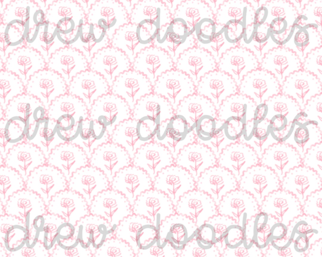 Watercolor Pink Peony Scallop Print Pattern Digital Papers Backgrounds ...