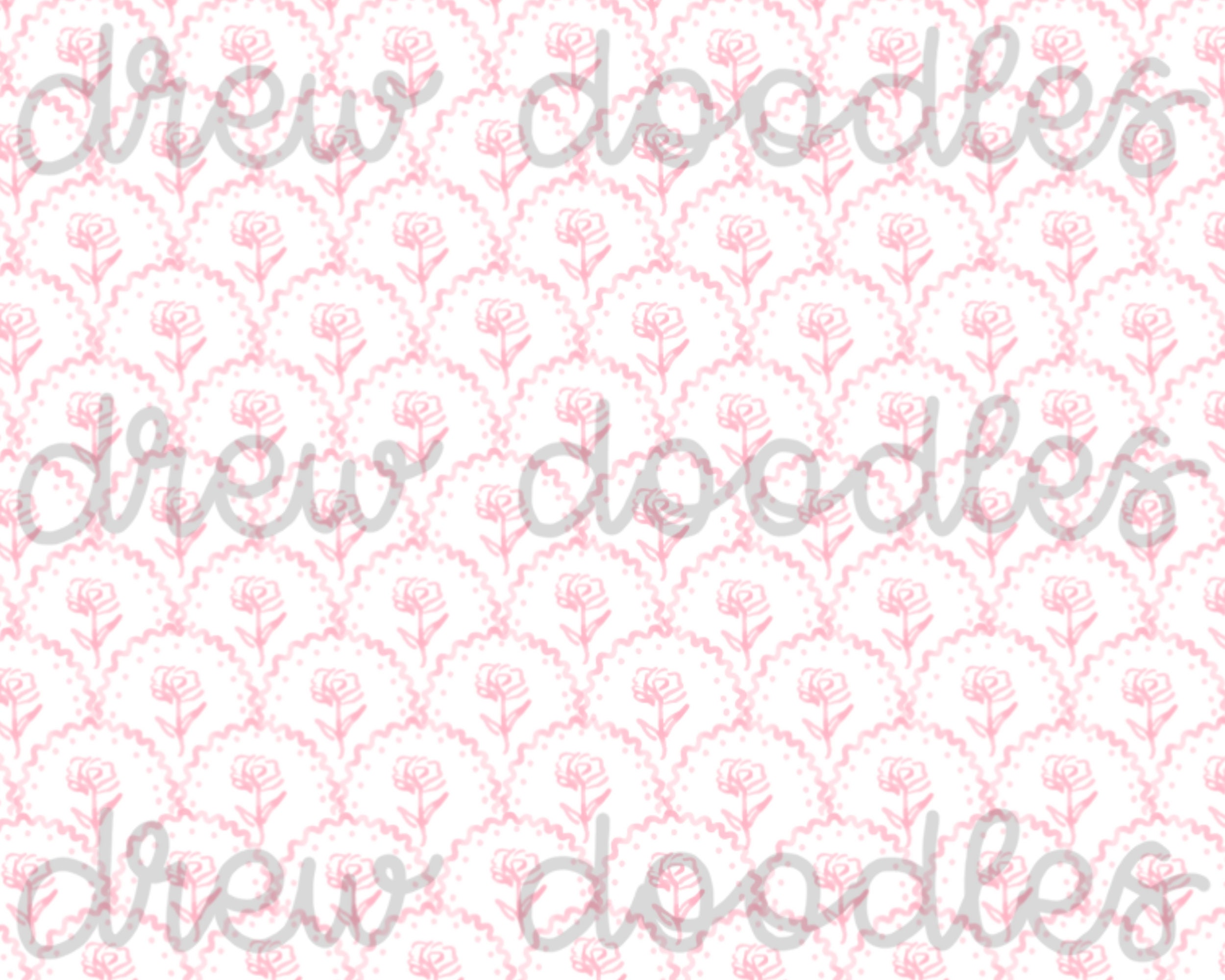 Watercolor Pink Peony Scallop Print Pattern Digital Papers - Etsy