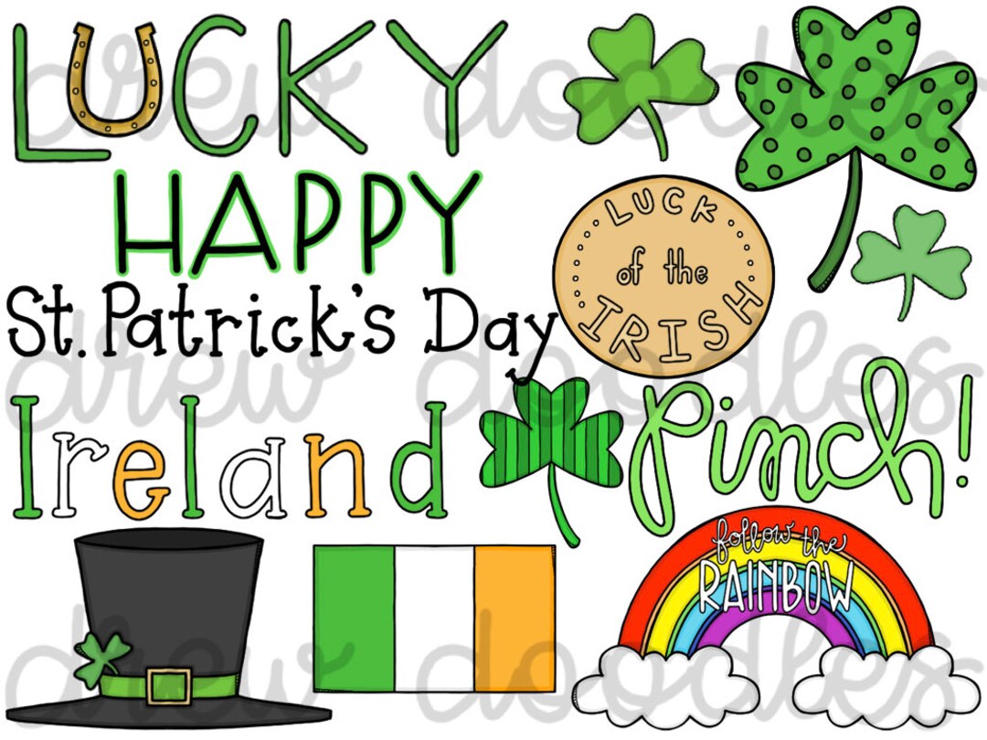 St. Patrick's Doodles Digital Clip Art Set- Instant Download - Etsy