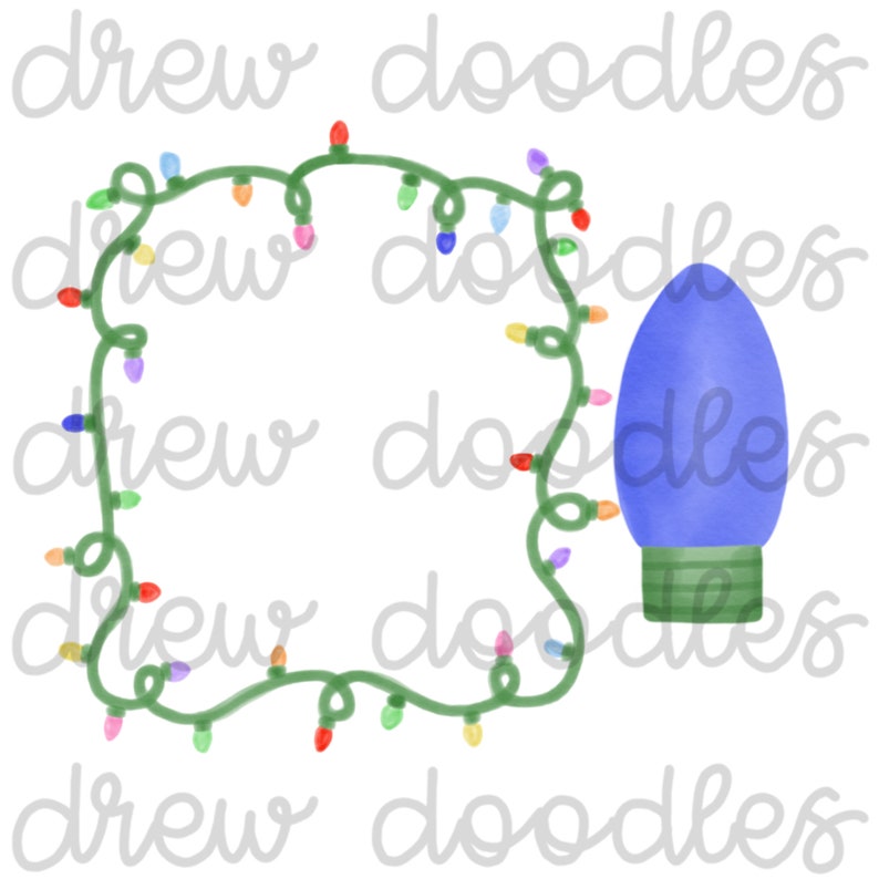 Watercolor Christmas Light Frames Digital Clip Art Set- Instant ...