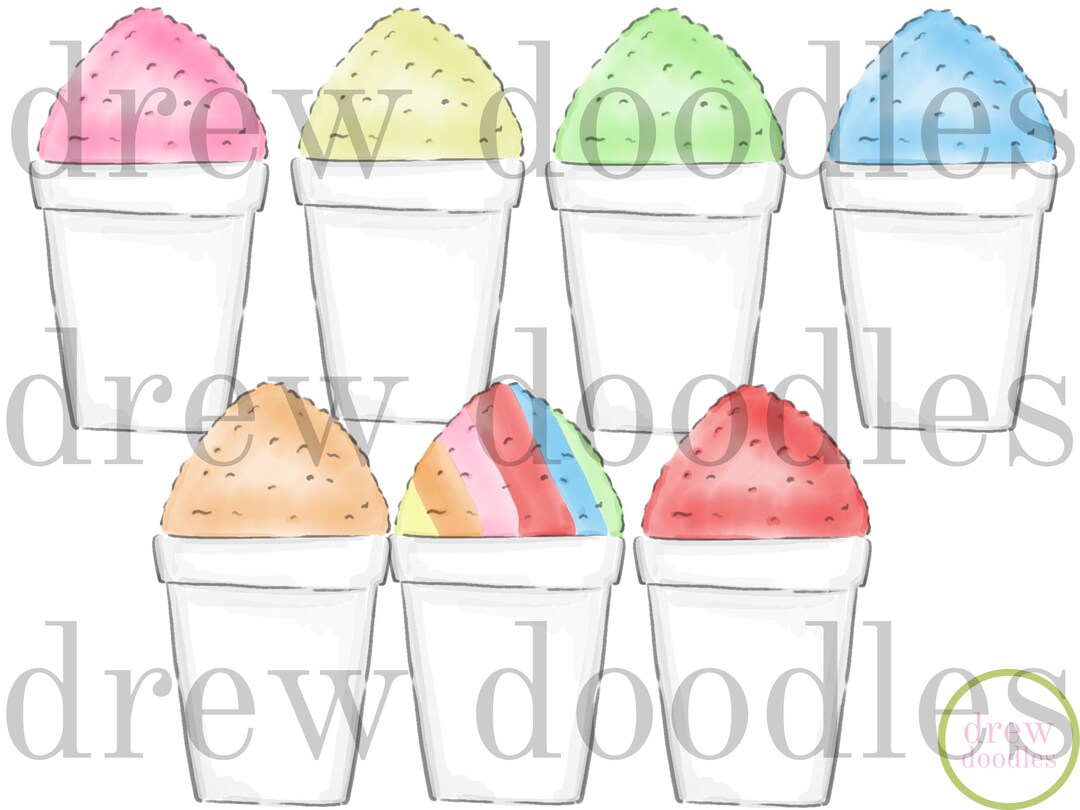 Watercolor Summer Snow Cones Digital Clip Art Set- Instant Download - Etsy