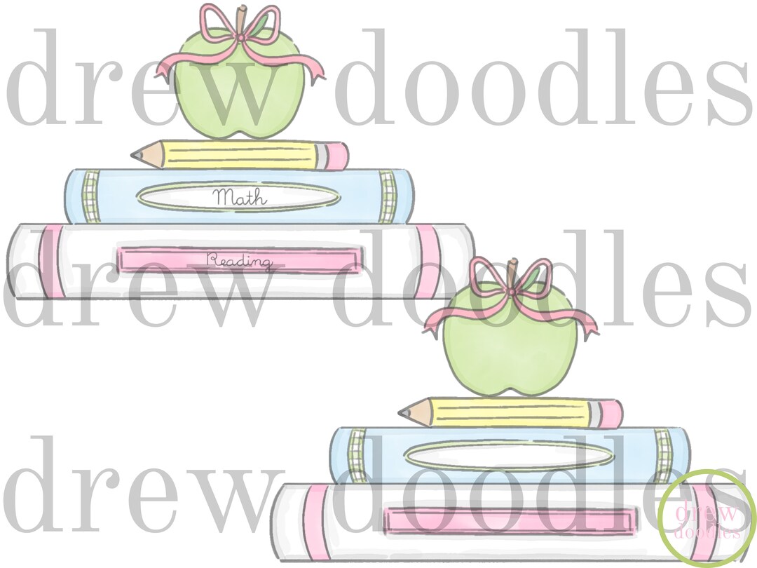 Watercolor Pastel Teacher Girls School Books Digital Clip Art Set ...