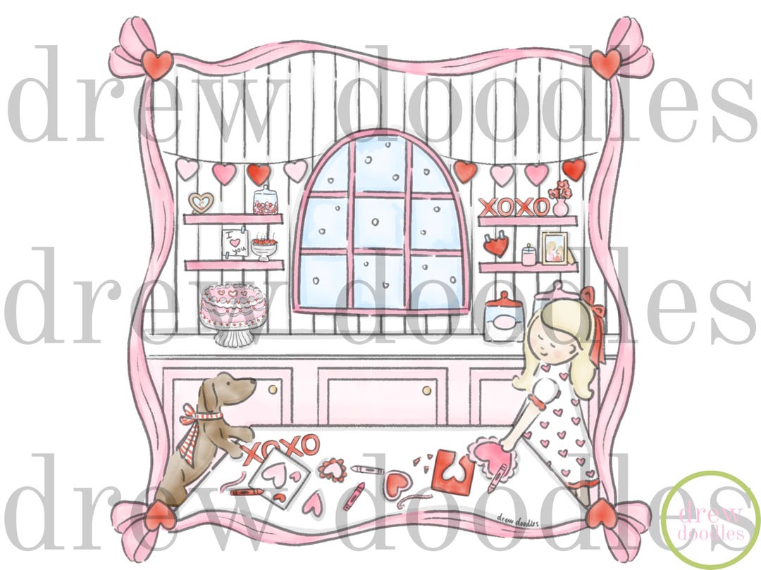 Watercolor Valentine's Day Scene Digital Clip Art Set- Instant Download ...