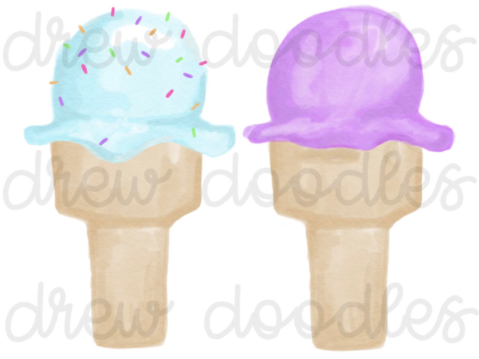 Watercolor Ice Cream Digital Clip Art Set Instant Download | Etsy